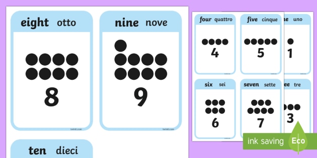 0 to 10 Number Flash Cards - English/Italian - 0 to 10 Number Flashcards