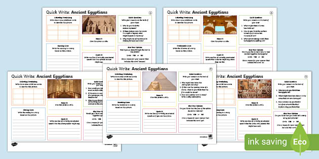 KS2 Ancient Egyptians Quick Write Activity Mat Pack
