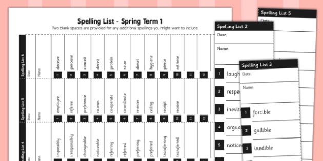 Home Educators Spelling Lists Year 6 Spring 1