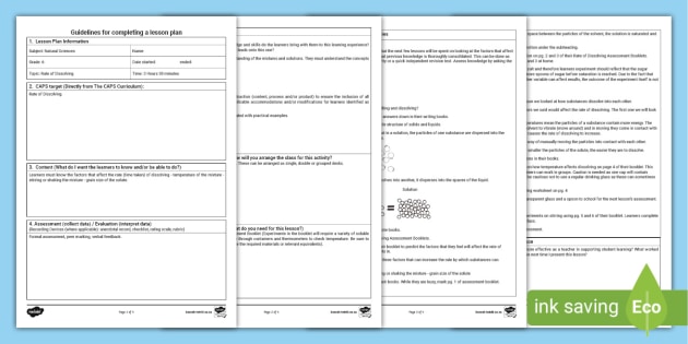 Rate of Dissolving Lesson Plan (teacher made)