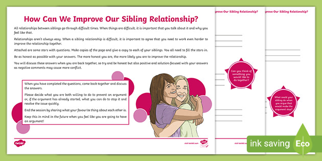How Can We Improve Our Sibling Relationship? Worksheet