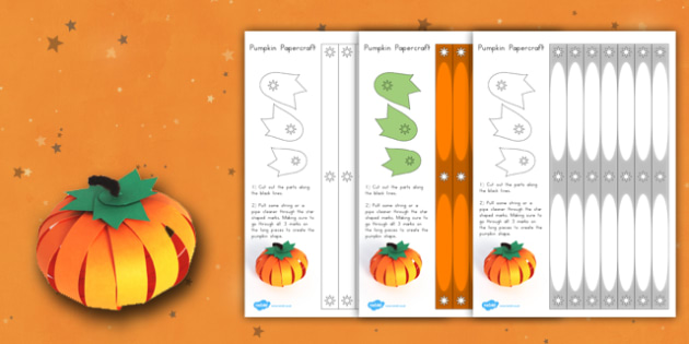 Paper Pumpkin Craft - scissors, models, nature, halloween