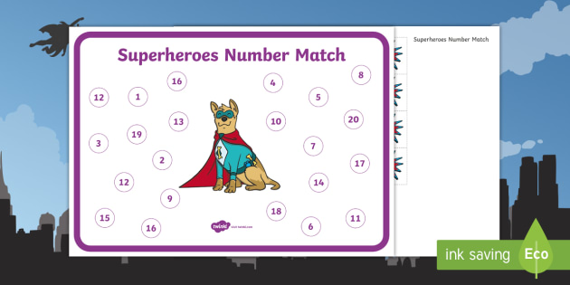 Superheroes Number Match Activity Mat (teacher made)