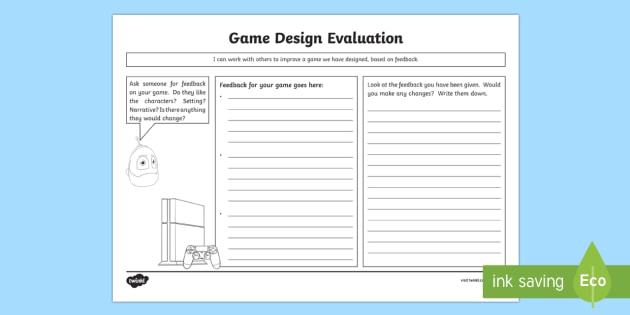 CfE Game Design Evaluation Worksheet / Worksheet