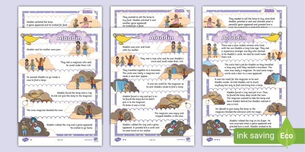 KS1 Aladdin Differentiated Reading Comprehension Activity