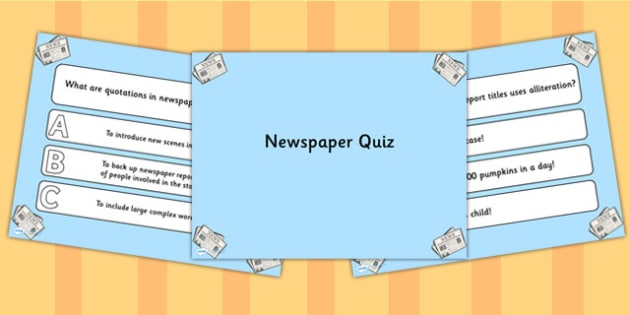 Newspaper Writing PowerPoint Quiz (teacher made)