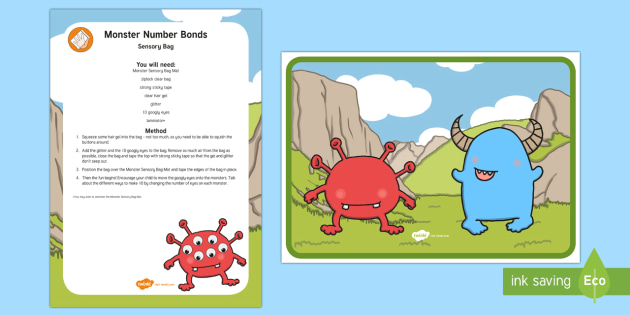 Monster Number Bonds to 10 Maths Activity Sensory Bag