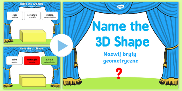 Name the 3D Shape PowerPoint Quiz Polish/English - Name the 3D Shape Year 2