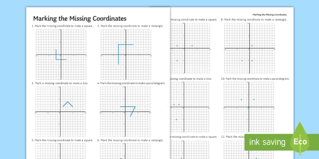 Marking Missing Coordinates from Polygons Worksheet