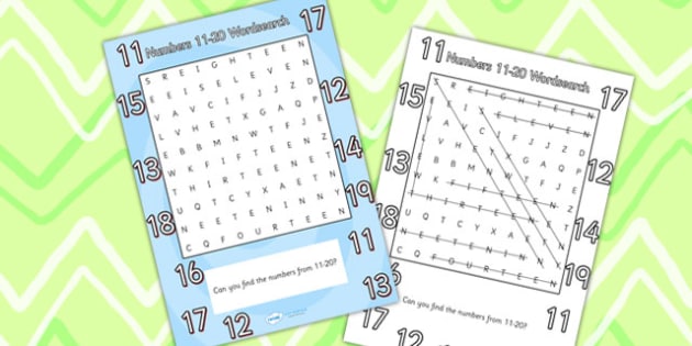 Numbers 11 20 Word Search