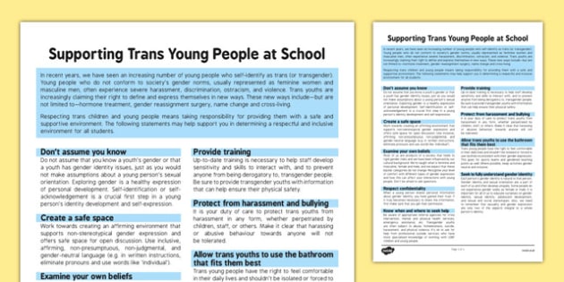 Supporting Trans Young People at School Information Sheet
