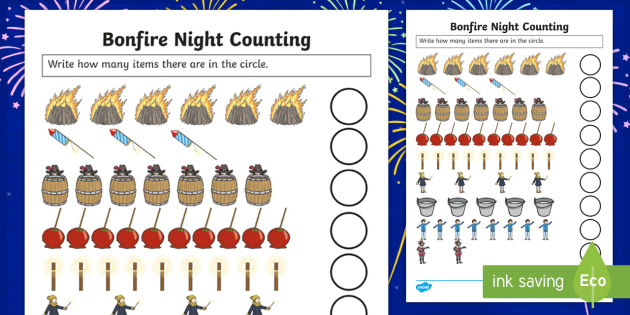Bonfire Night Counting Sheet (teacher made)