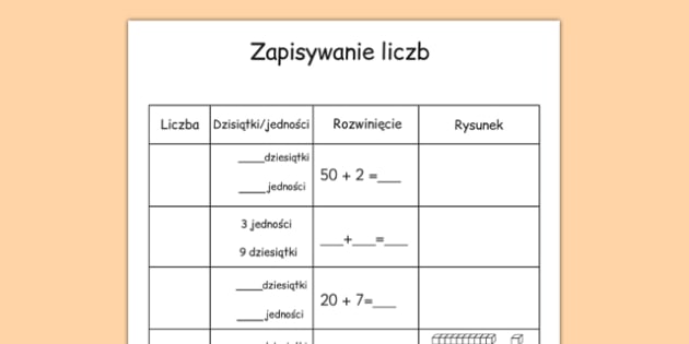 Zadanie matematyczne Zapisywanie liczb po polsku