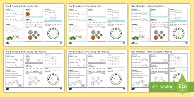 Procedural Year 2 Mat 4 Maths Activity Mats (teacher made)
