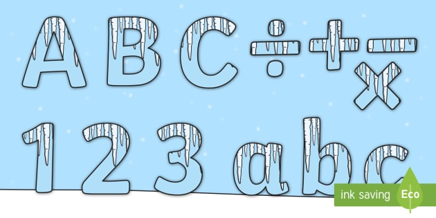 👉 Blue Icicle Ice Themed Display Lettering
