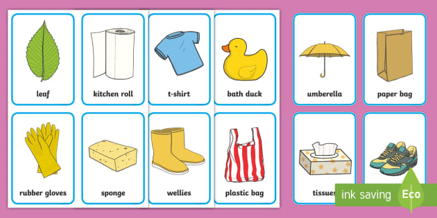 Waterproof Activity Sorting Cards - Waterproof, non-waterproof, not