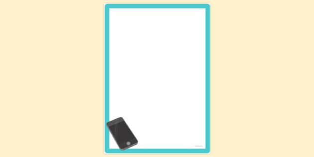FREE! - Simple Blank Smartphone Page Border | Page Borders | Twinkl