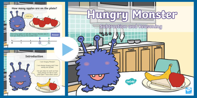 Hungry Monster Subtraction and Reasoning PowerPoint
