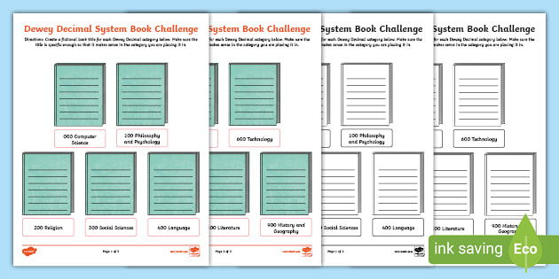 Dewey Decimal System Book Challenge (teacher made)