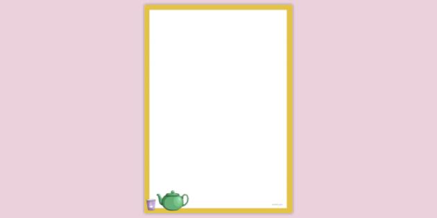 FREE! - Teapot With Paper Cup Page Border | Page Borders | Twinkl