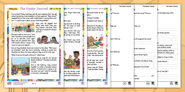 The Easter Journal Differentiated Reading Comprehension Activity