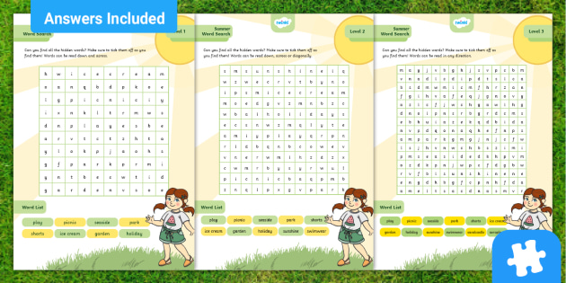 Summer Themed Fun Word Search Puzzle - AL - Twinkl Puzzled