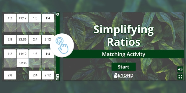 Simplifying Ratios (a:b) Matching Activity | KS3 Maths | Beyond