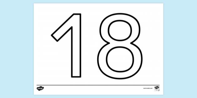 Eighteen Colouring Sheet | Number Colouring | Primary Maths