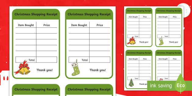 Role Play Receipts (Christmas Shopping) (teacher made)
