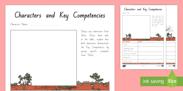 Characters and Key Competencies Worksheet / Worksheet