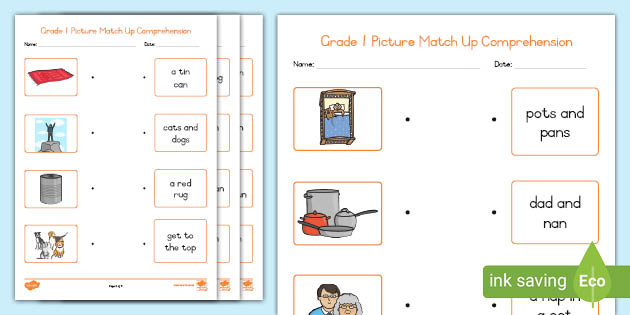 Picture Matching Comprehension | Grade 1 | Activity Pack