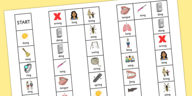 Final 'ng' Sound Board Game (teacher made)