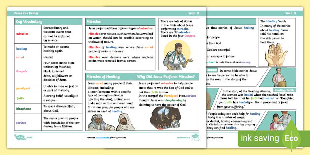 RE Knowledge Organiser: Jesus the Healer Y5 (teacher made)