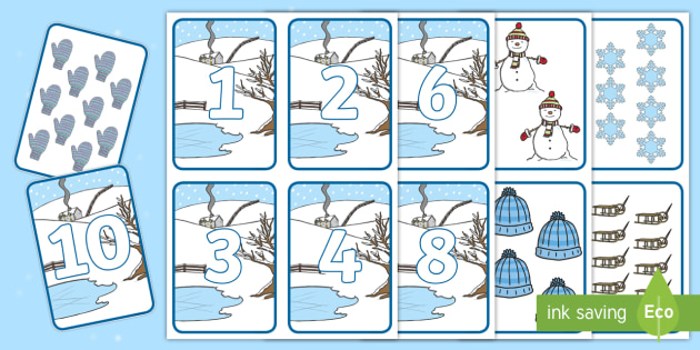 Winter-Themed Number Matching Cards (creat de profesori)