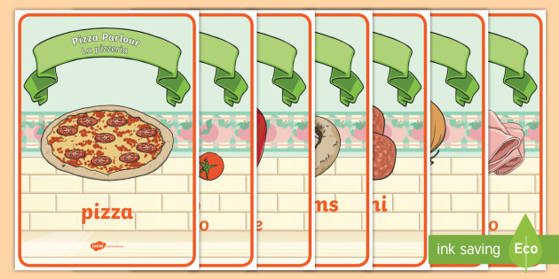 Pizza Parlour Role Play Display Posters English/Italian