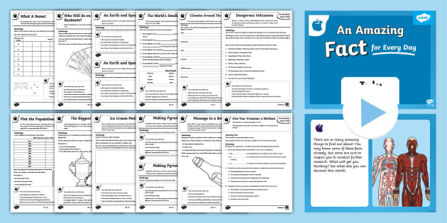 An Amazing Fact a Day July PowerPoint and Worksheet / Worksheets Pack,