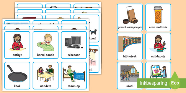 Visuele Dagprogram Kaartjies (teacher made)