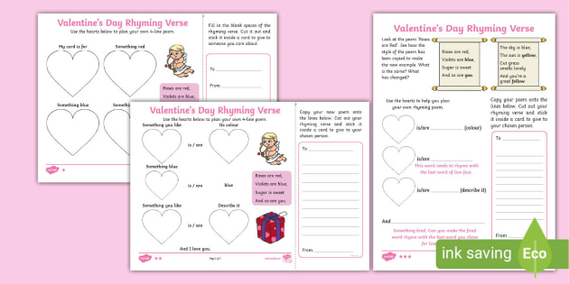 Valentine's Day Card Insert Writing Templates (teacher made)