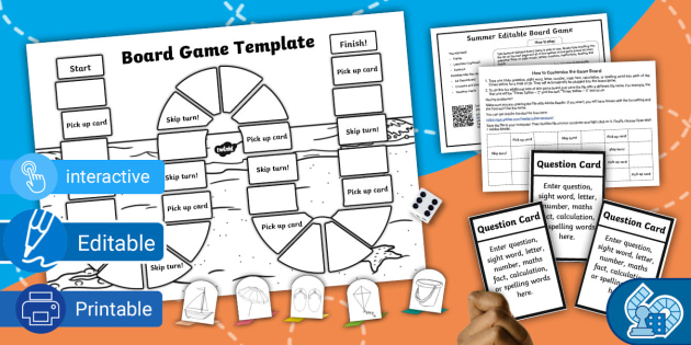 * NEW * Summer Colouring Blank Board Game Template – Twinkl Resource