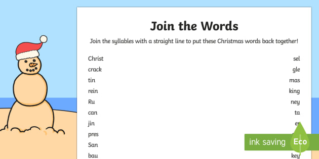 Christmas Make the Words Worksheet / Worksheet