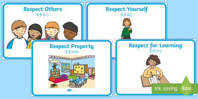 Respectful Behaviour Display Posters English/Mandarin Chinese