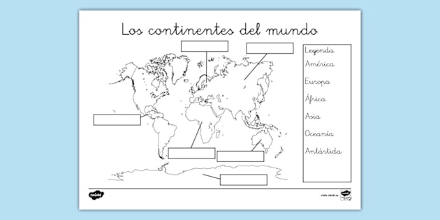 Hoja De Trabajo Con Mapas De Continentes Y Océanos