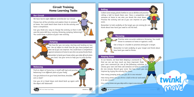 👉 Twinkl Move PE - Y2 Circuit Training: Home Learning Tasks