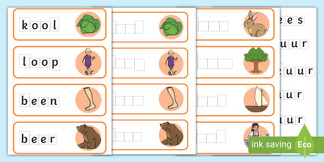 Bou Woorde Met Klanke -aa, -oo, -ee en -uu Woordkaarte