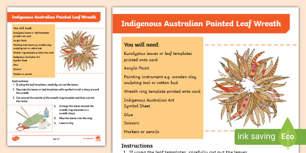 Australian Aboriginal Painted Leaf Wreath Artwork