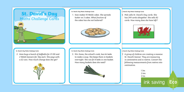 Fun and Engaging St David's Day Maths Challenge Cards