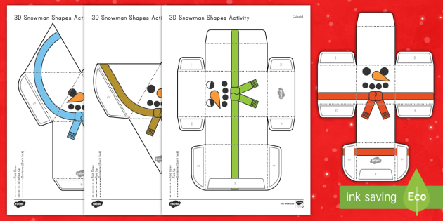 3D Snowman Paper Crafts - 3D, snowman, paper, craft, Christmas