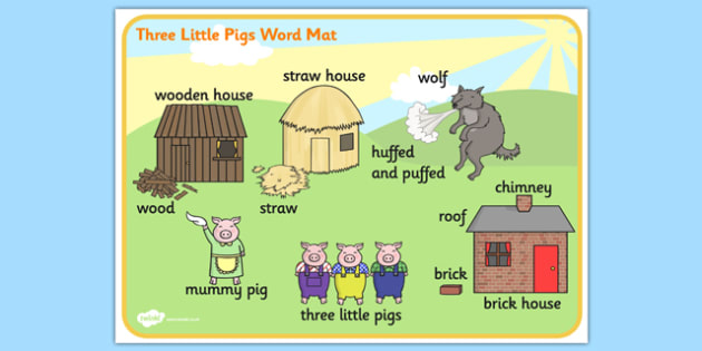 The Three Little Pigs Scene Word Mat (Teacher-Made)