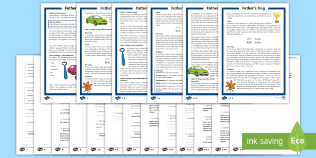 UKS2 Father's Day Differentiated Differentiated Reading Comprehension