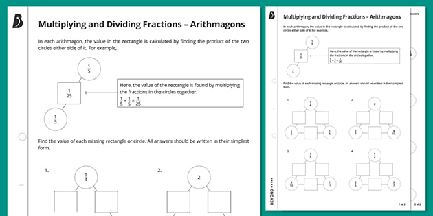 👉 Multiplying and Dividing Fractions - Arithmagons | KS3 Maths